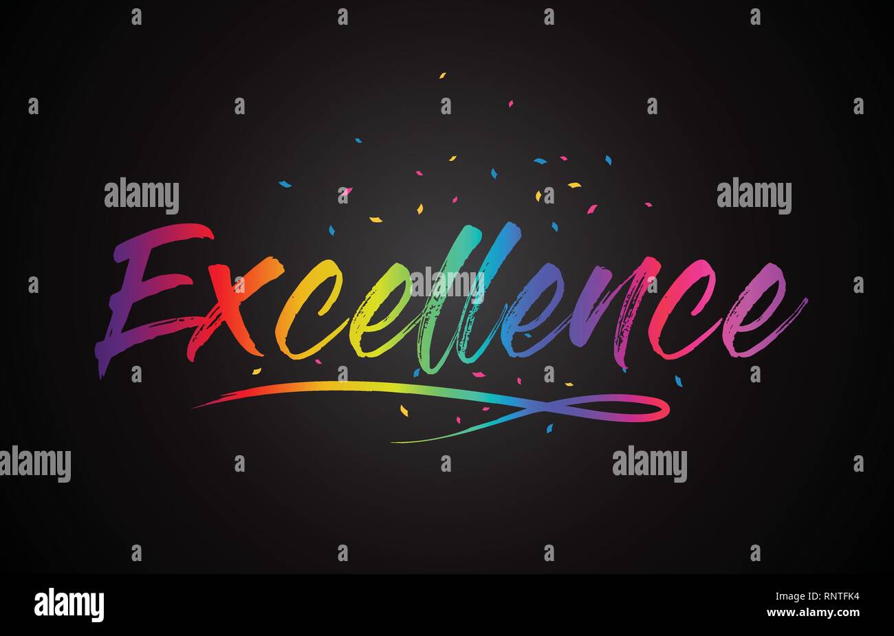 Excellence Word Text with Handwritten Rainbow Vibrant Colors and ...