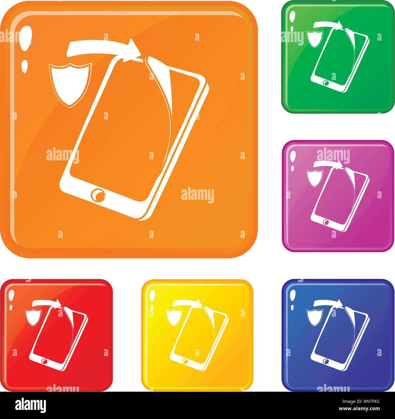 Protection replacement screen smartphone icons set vector color Stock ...