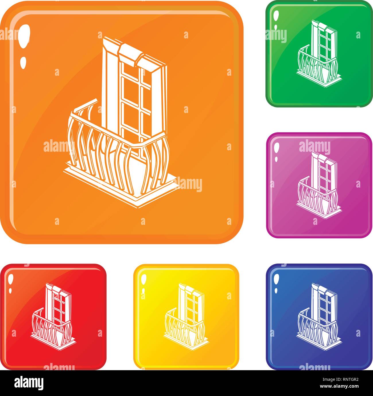 Retro balcony icons set vector color Stock Vector Image & Art - Alamy