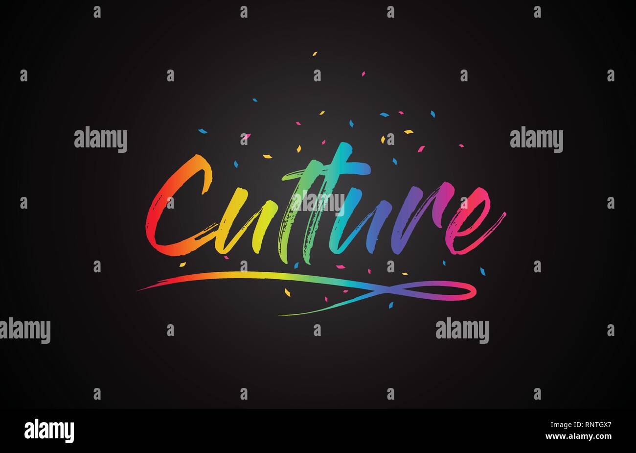 Culture Word Text with Handwritten Rainbow Vibrant Colors and Confetti ...
