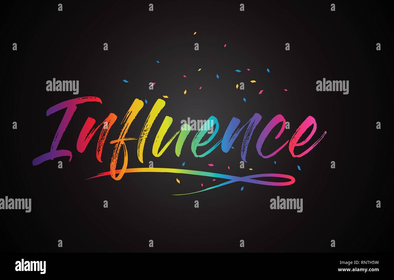 Influence Word Text with Handwritten Rainbow Vibrant Colors and ...