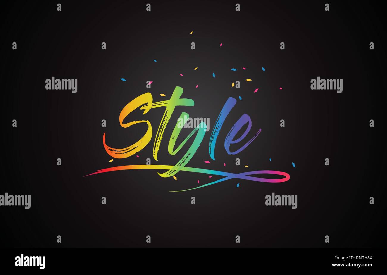 Style Word Text with Handwritten Rainbow Vibrant Colors and Confetti ...