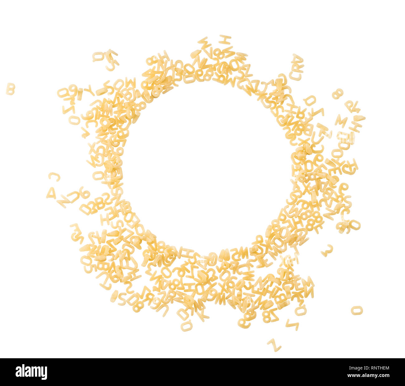 Alphabet made of macaroni letters isolated on white background with ...