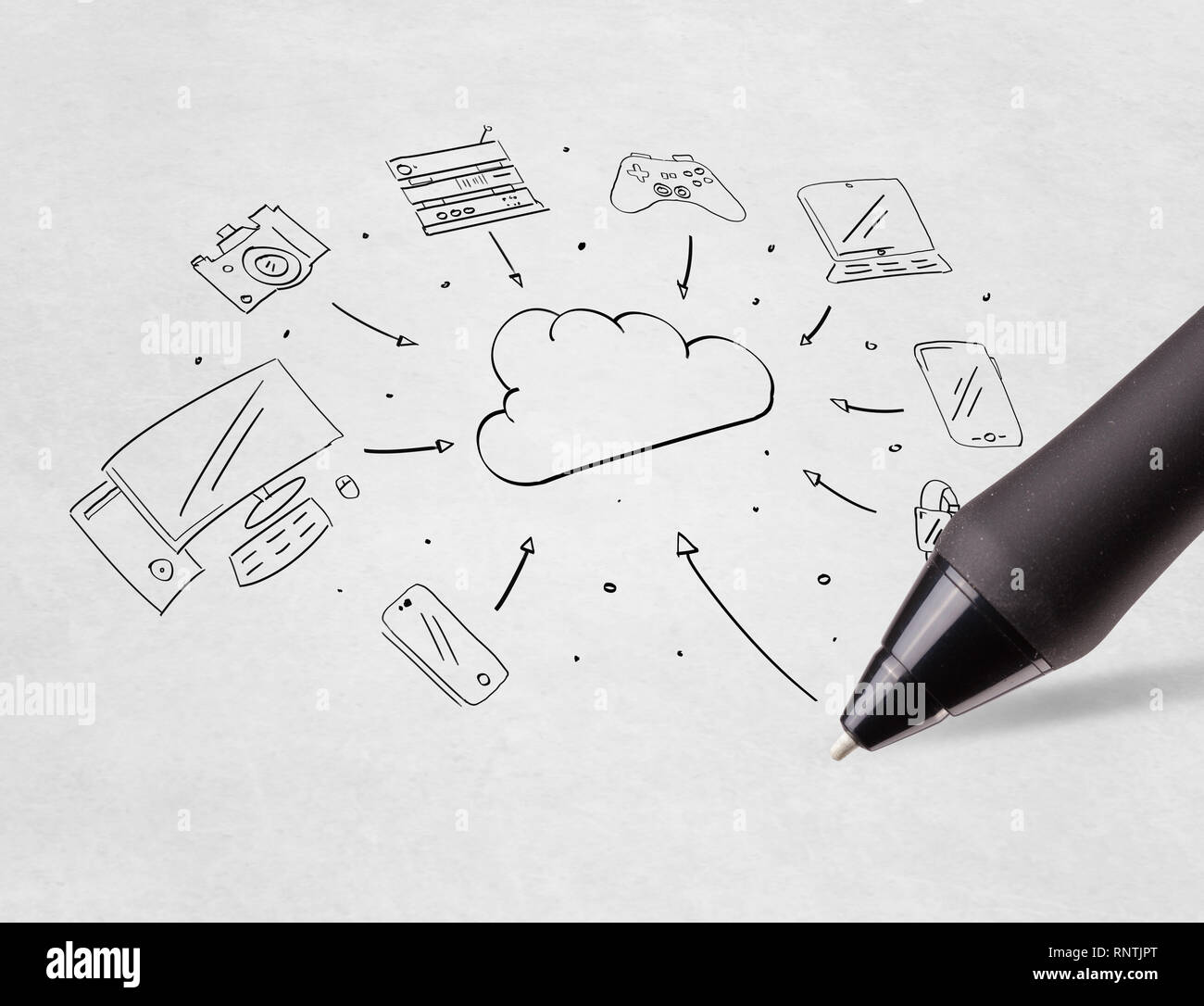 Pencil drawing online task management concept Stock Photo - Alamy