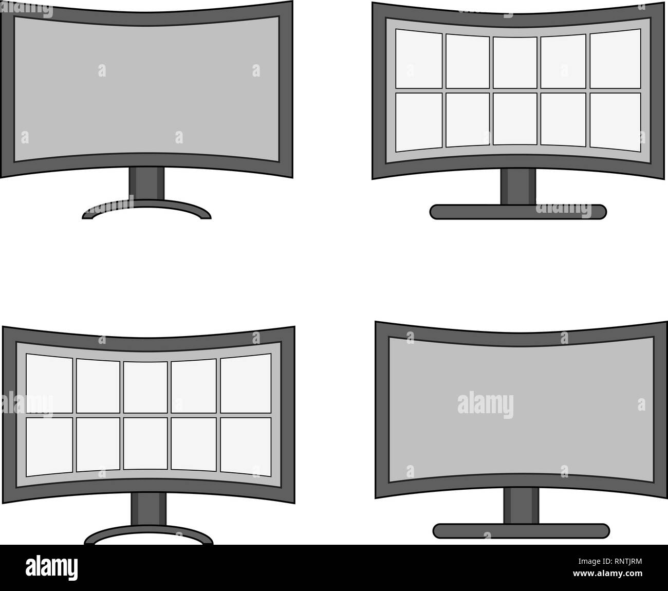 vector illustration of a television with a curved screen Stock Vector ...