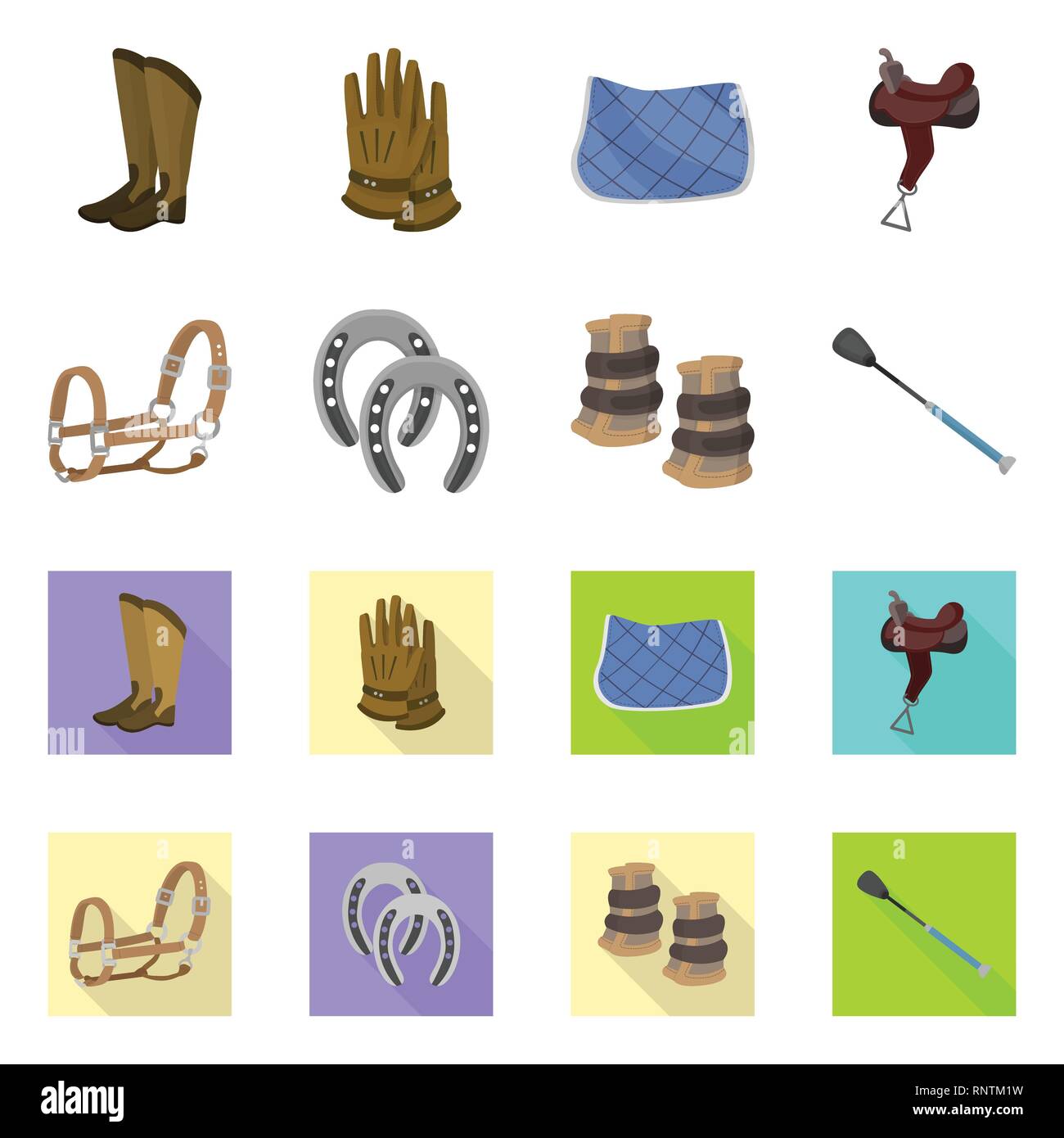 Vector design of equipment and riding symbol. Collection of equipment ...