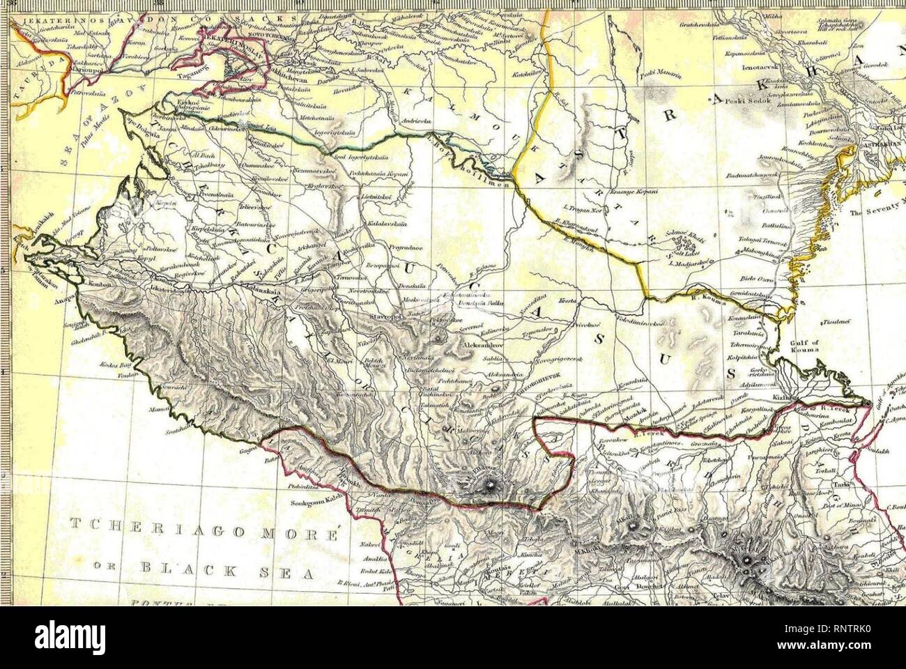Caucasus map 1835 Stock Photo - Alamy