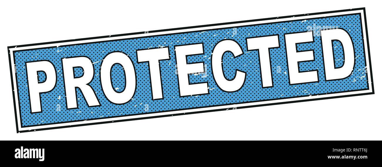 protected blue isolated square rubber stamp tag Stock Vector Image ...