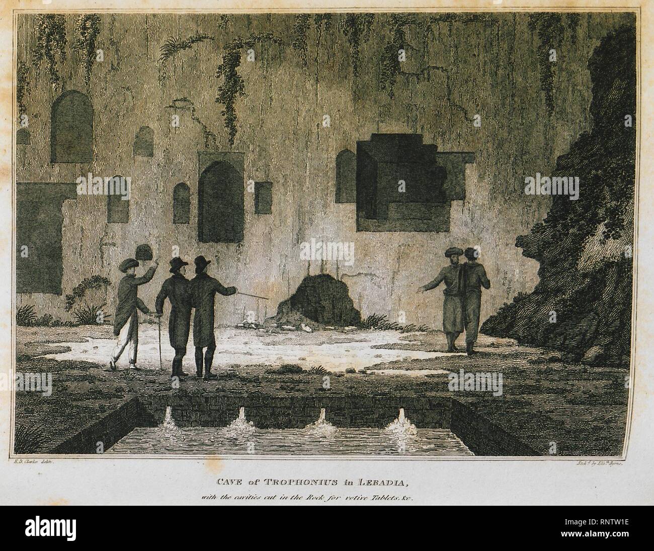 Cave of Trophonius in Lebadia, with the cavities cut in the Rock for ...