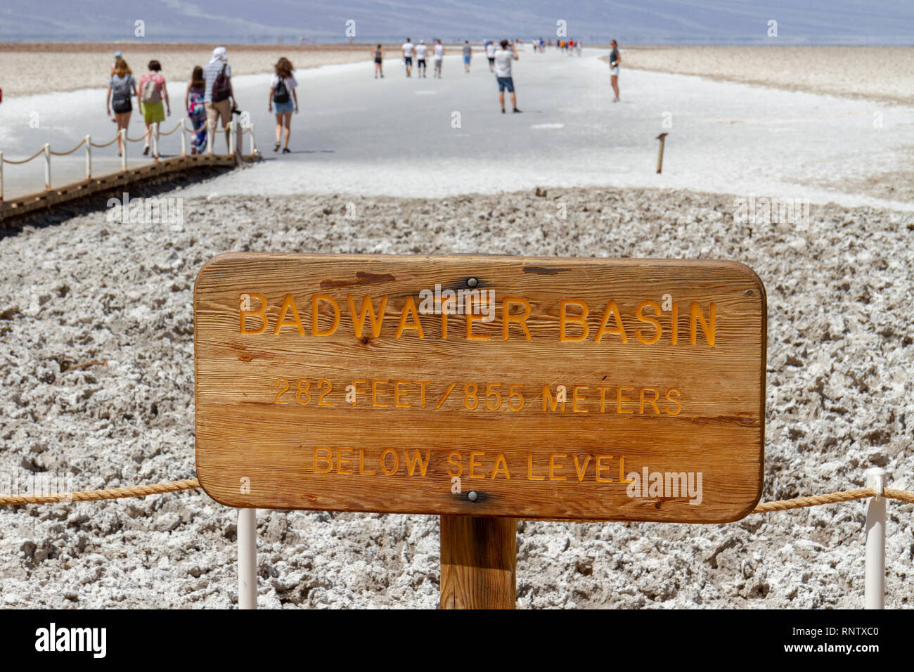 "Badwater Basin" information sign at the start of walkway out Badwater ...