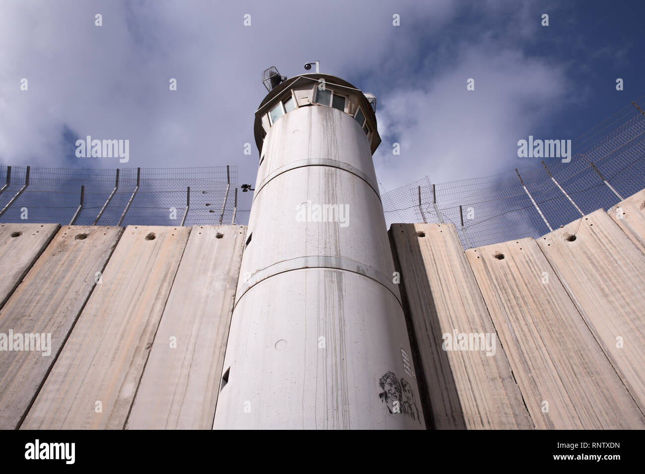 A view of the Israeli West Bank barrier (separation wall) in Bethlehem ...