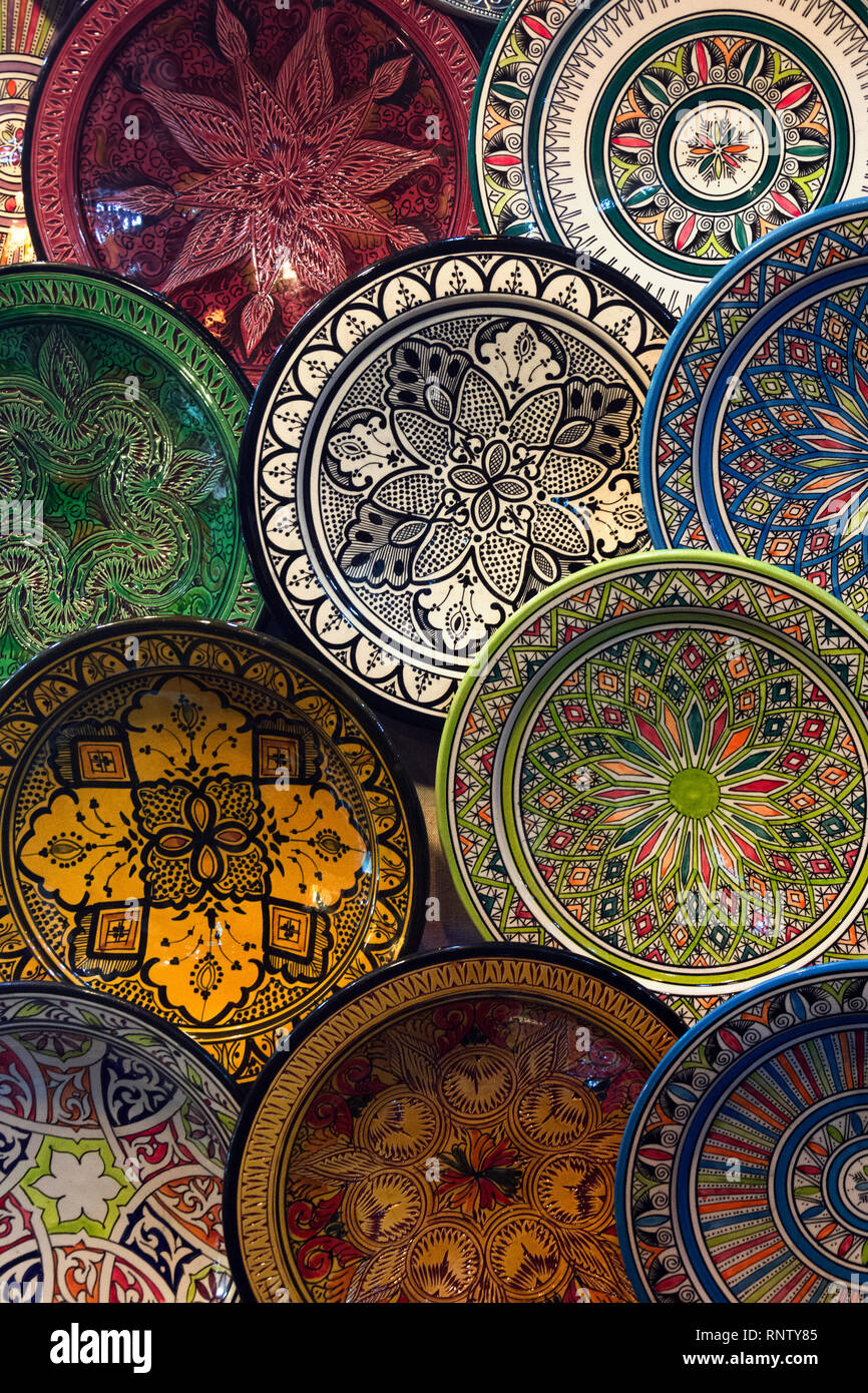 Set of ethnic dishes. Wall dish background Stock Photo - Alamy