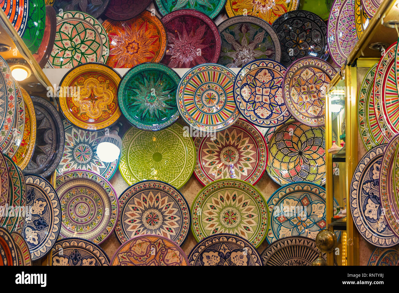 Set of ethnic dishes. Wall dish background Stock Photo - Alamy