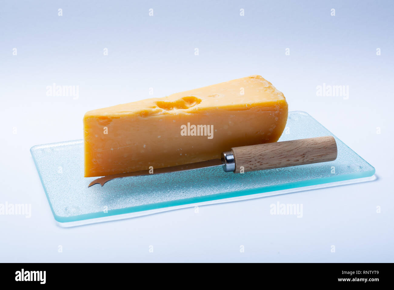 One piece of traditional Dutch very old hard cheese made from cow milk ...