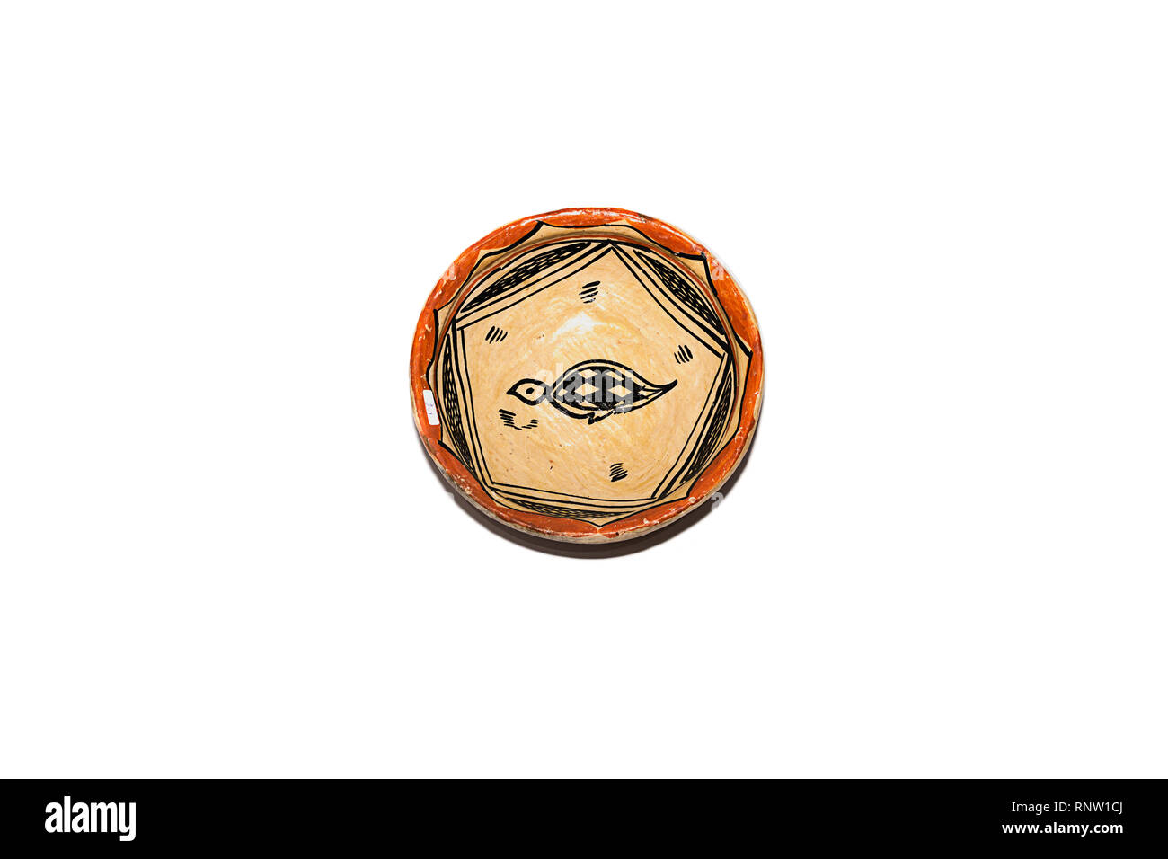 terracotta or pottery dish with turtle decoration isolated on white ...