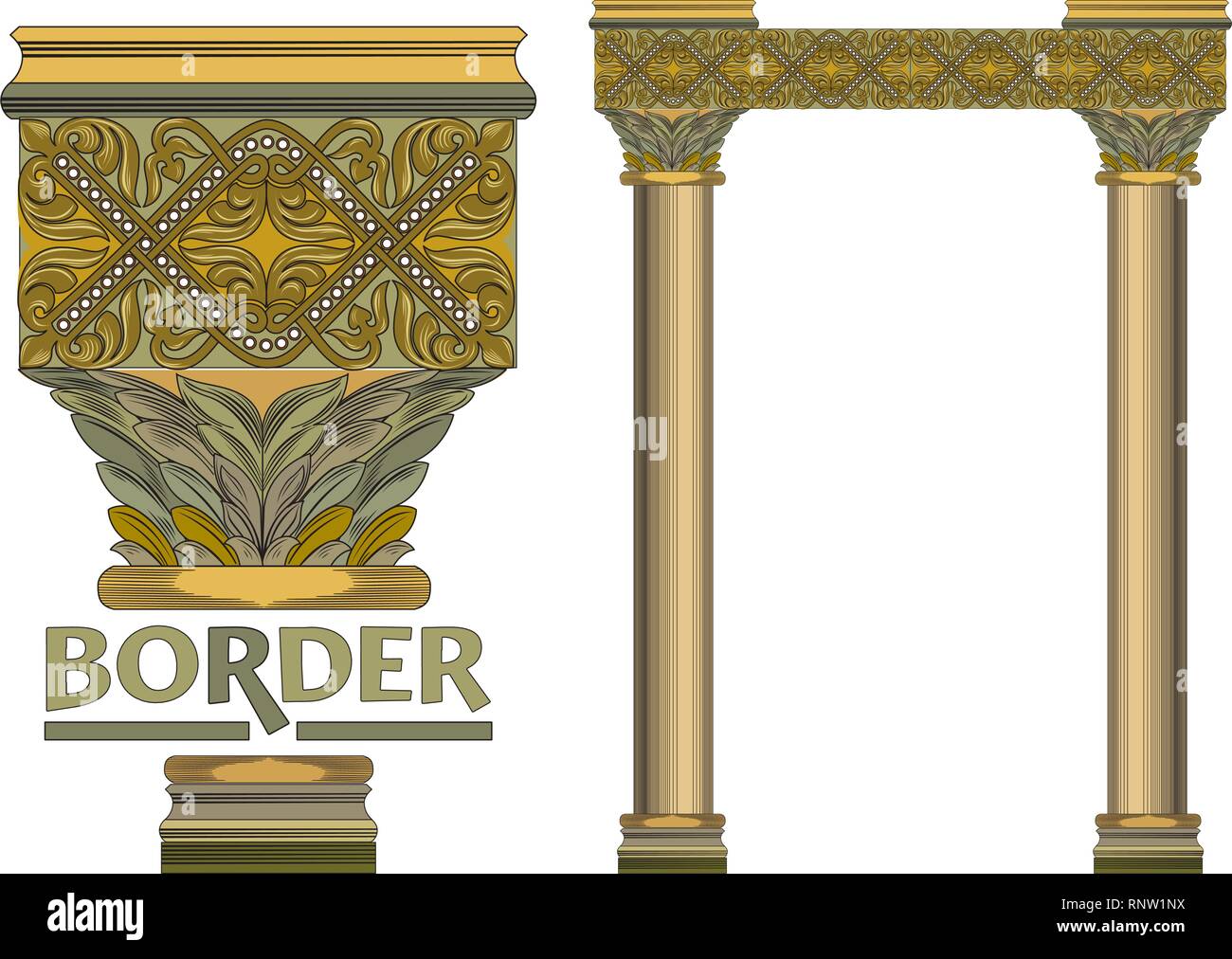 Old World Borders Vector - Tiled frame in plant leaves and flowers ...