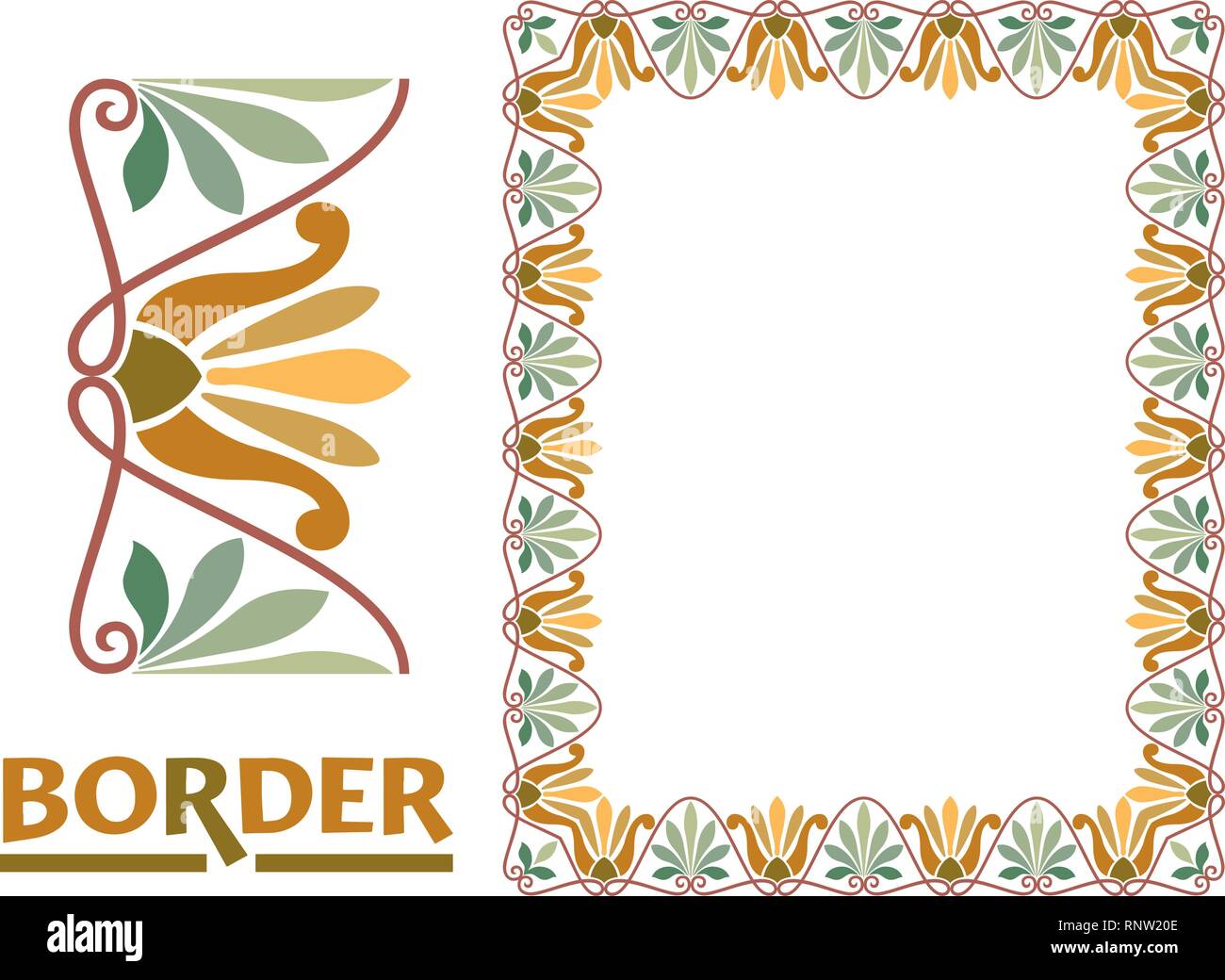 Old World Borders Vector - Tiled frame in plant leaves and flowers ...