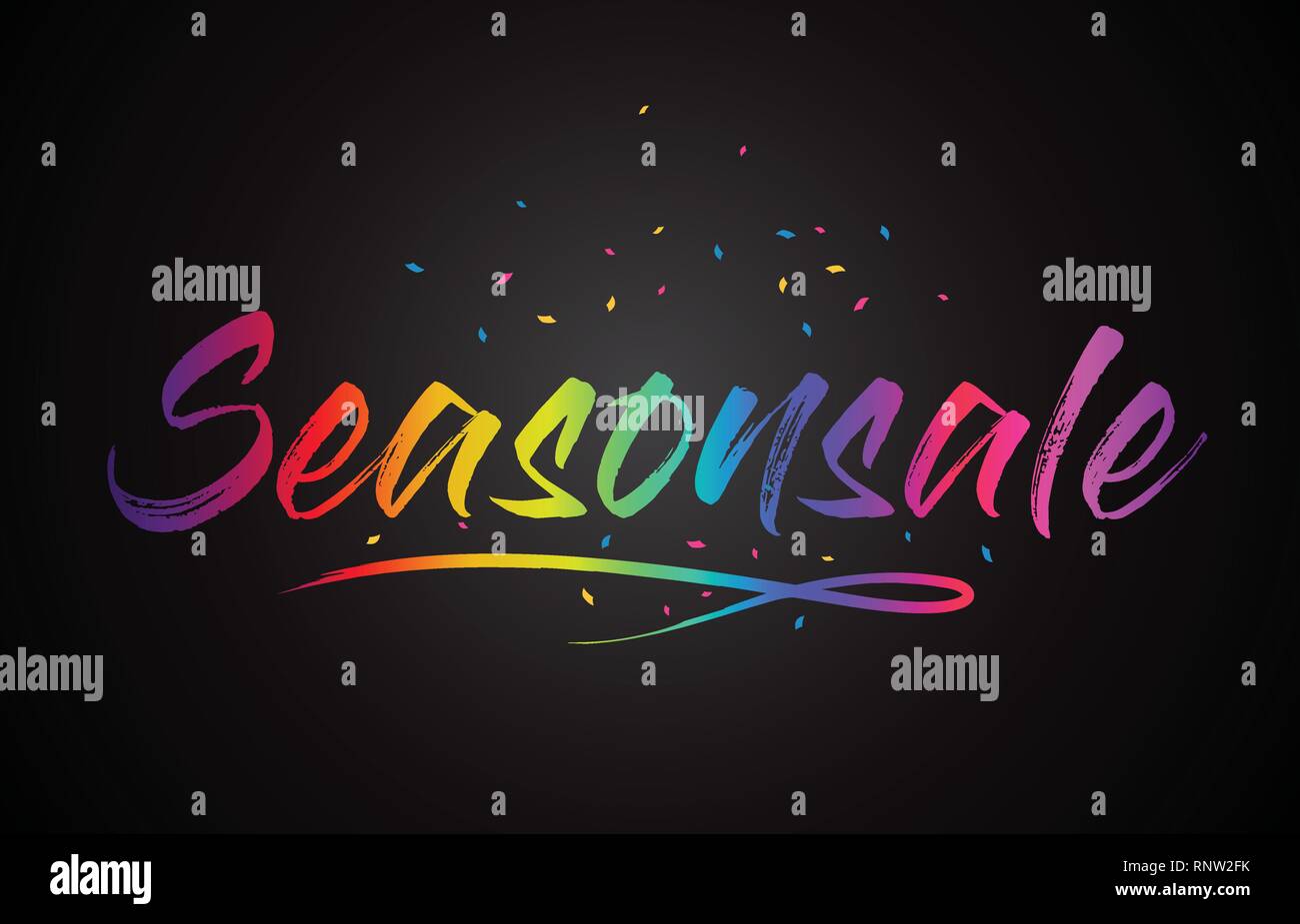 Seasonsale Word Text with Handwritten Rainbow Vibrant Colors and ...