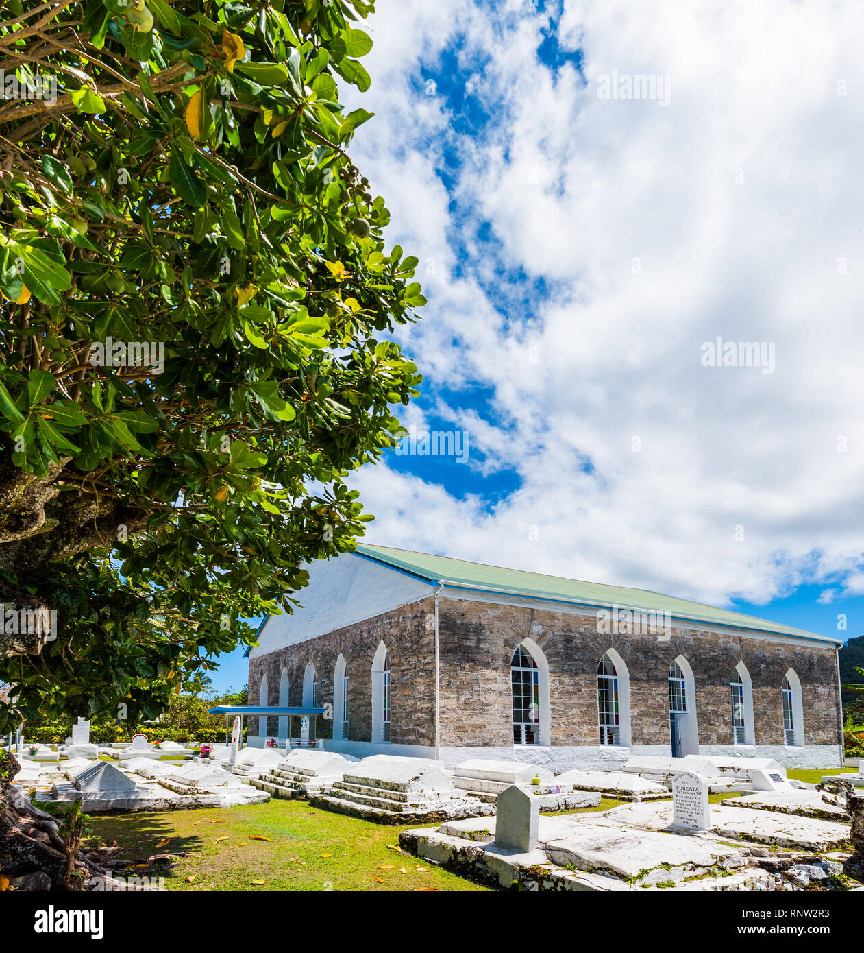 ARUTANGA, AITUTAKI, COOK ISLAND - SEPTEMBER 30, 2018: Christian Church ...