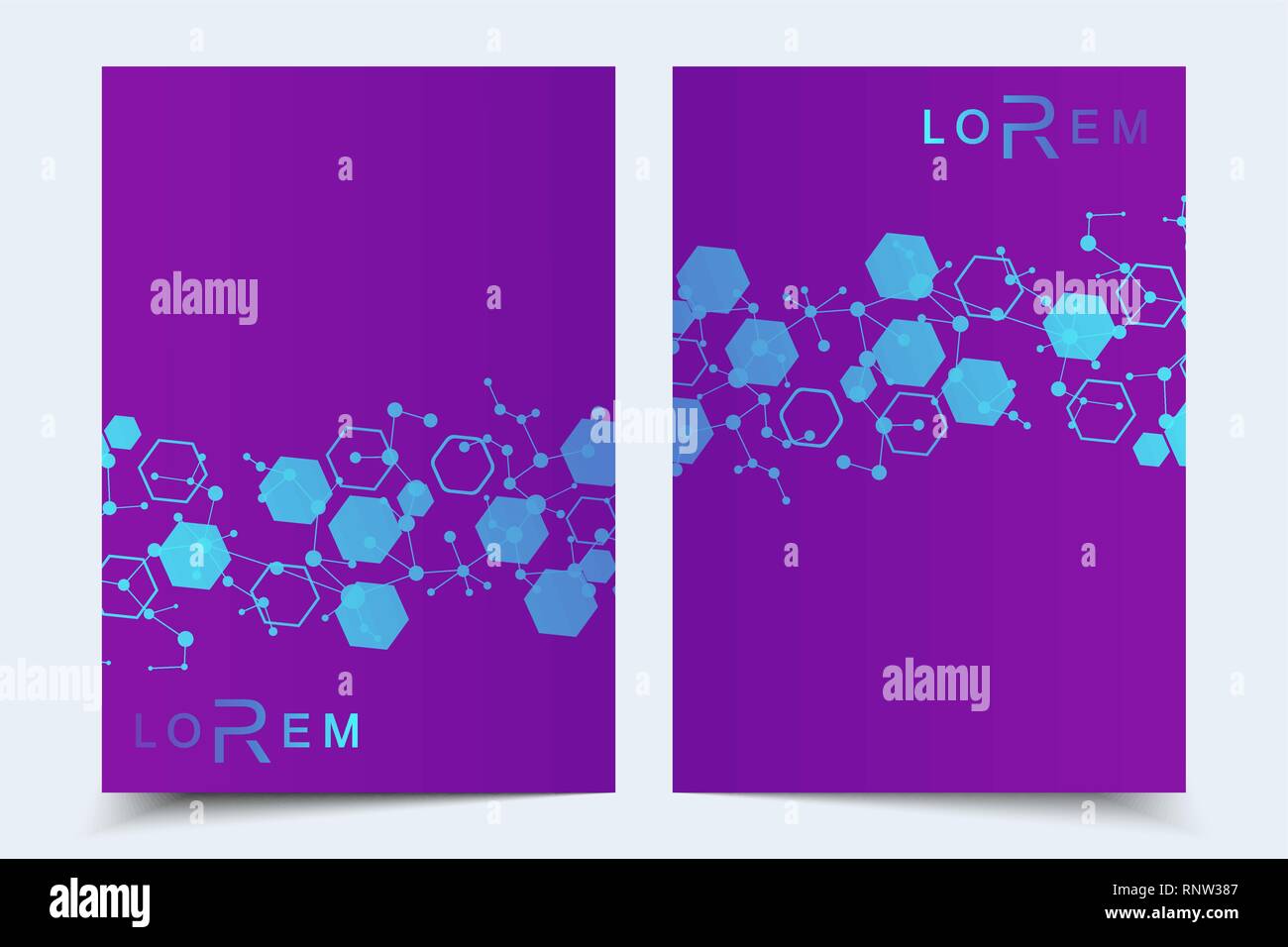 Scientific brochure design template. Vector flyer layout, Molecular ...