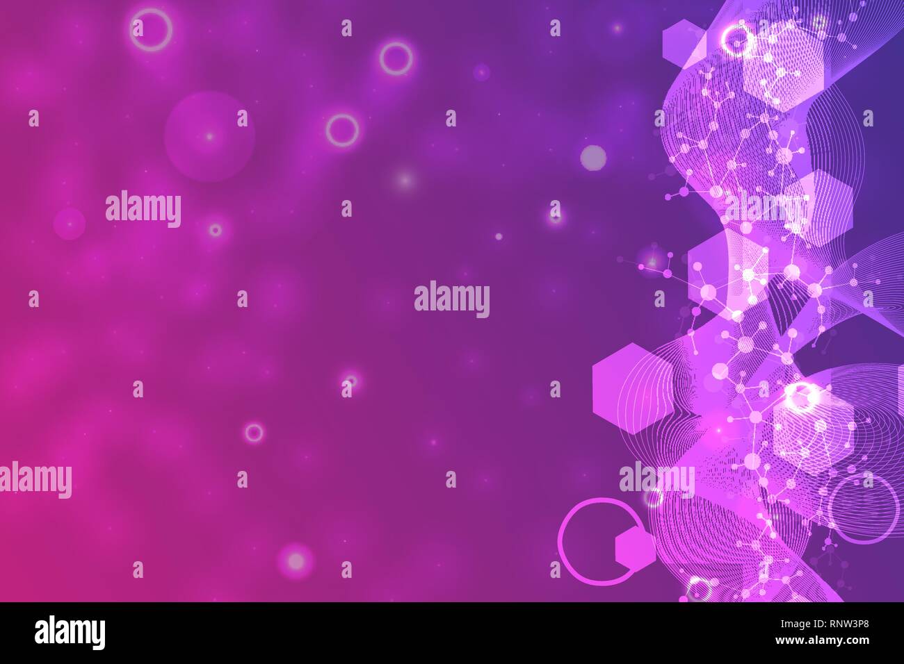 Science network pattern, connecting lines and dots. Technology hexagons ...