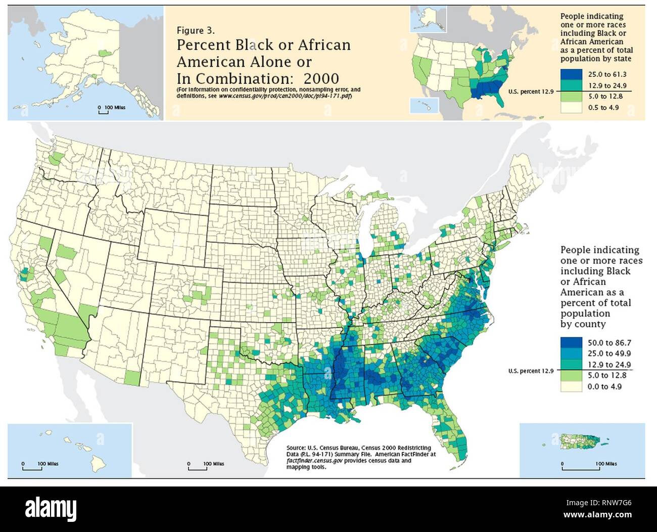 Census2000 Percent Black Map Stock Photo - Alamy