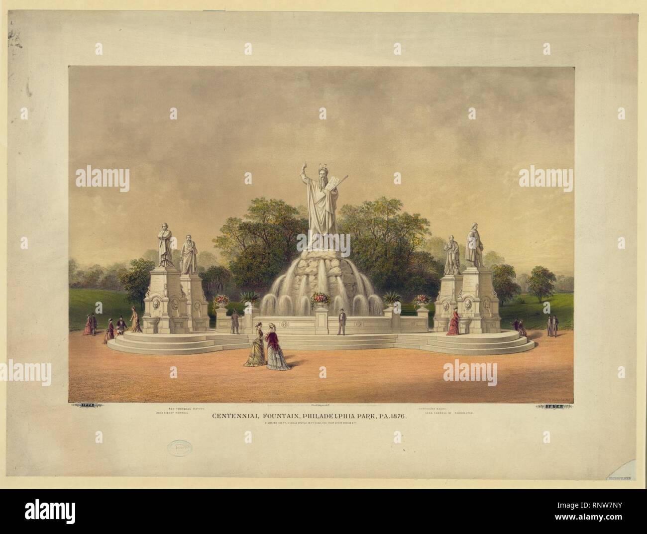 Centennial Fountain, Philadelphia Park, Pa. 1876 Stock Photo - Alamy