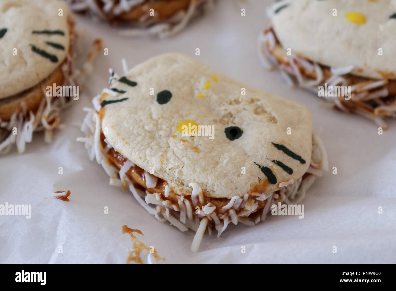delicious sandwich in the shape of a kitten made with dulce de leche ...