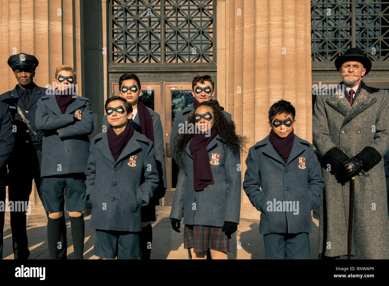 THE UMBRELLA ACADEMY, starting 2nd from left: Cameron Brodeur, Aidan ...