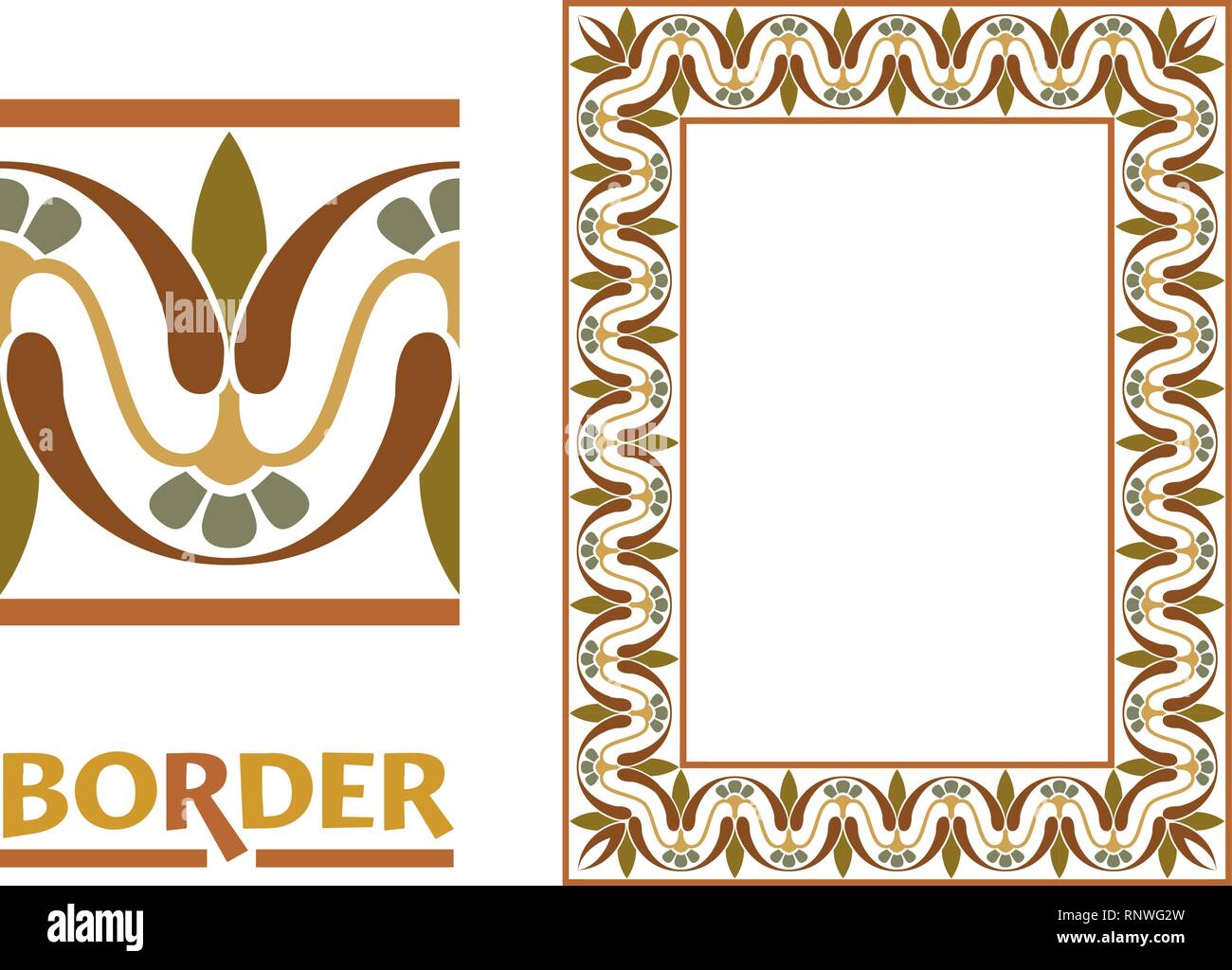 Old World Borders Vector - Tiled frame in plant leaves and flowers ...