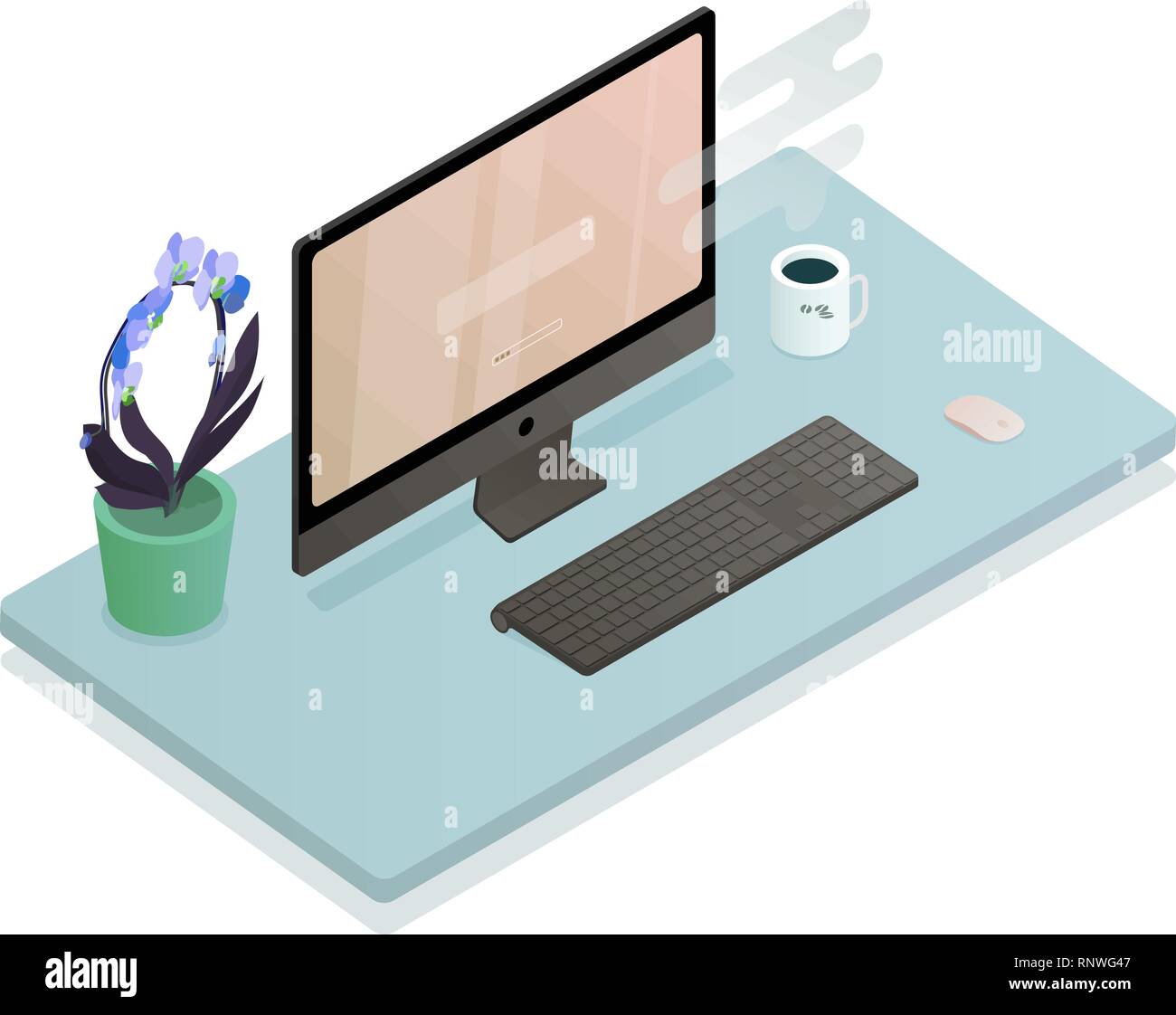 The desktop illustration. Flat illustration. Isometric workspace ...