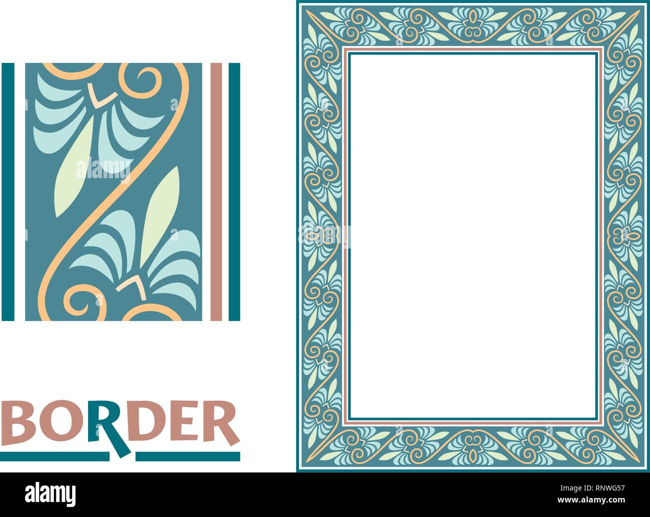 Old World Borders Vector - Tiled frame in plant leaves and flowers ...