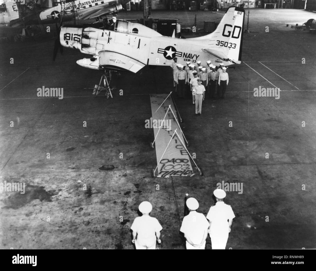 Ceremony with EA-1F ov VAW-33 at NAS Quonset Point in 1963 Stock Photo ...
