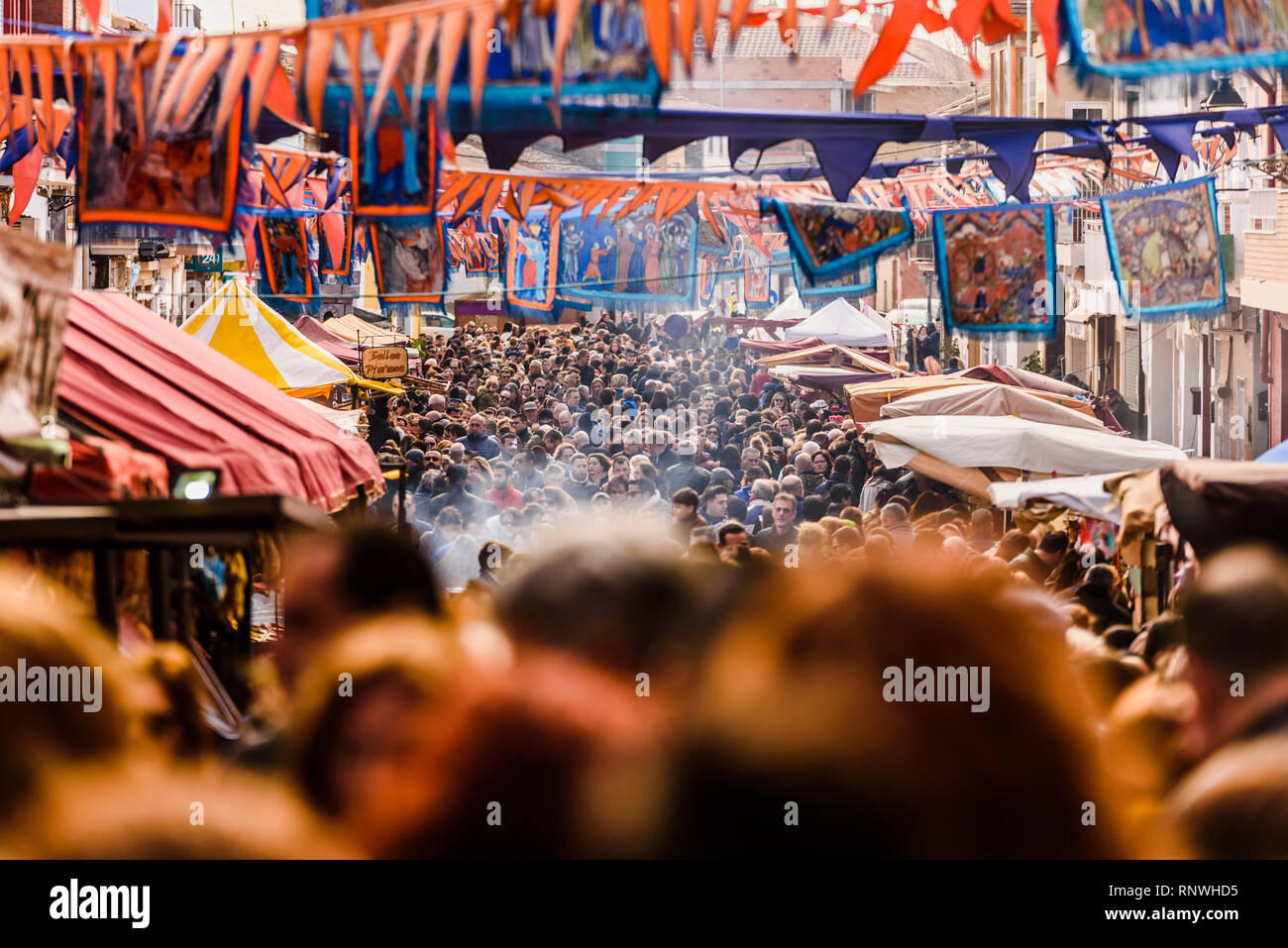 Valencia, Spain - January 27, 2019: Multitude of people walking through ...