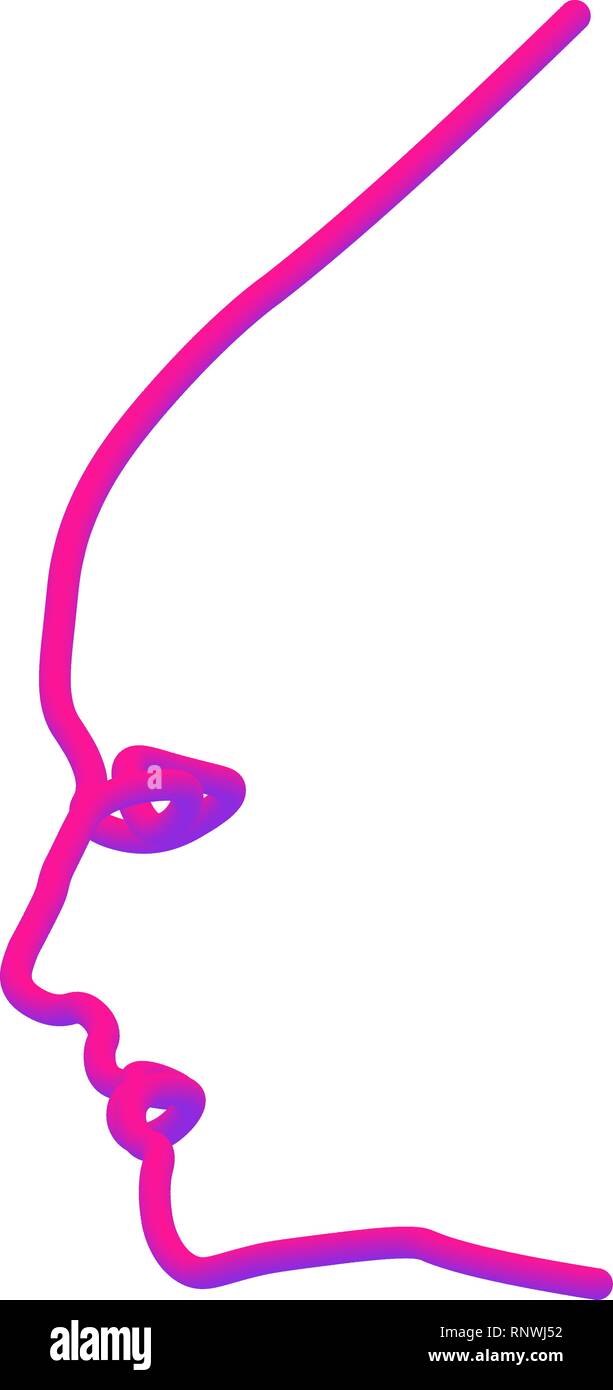 Man of one line. Vector illustration of a black man face on a white ...