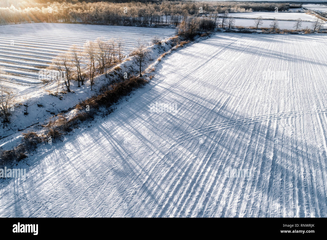 Aerial view in winter, Tokachi, Hokkaido, Japan Stock Photo - Alamy