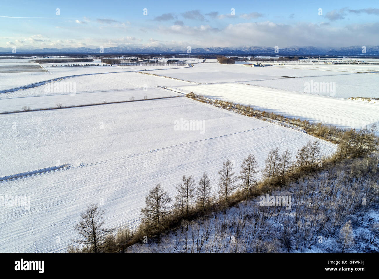 Aerial view in winter, Tokachi, Hokkaido, Japan Stock Photo - Alamy