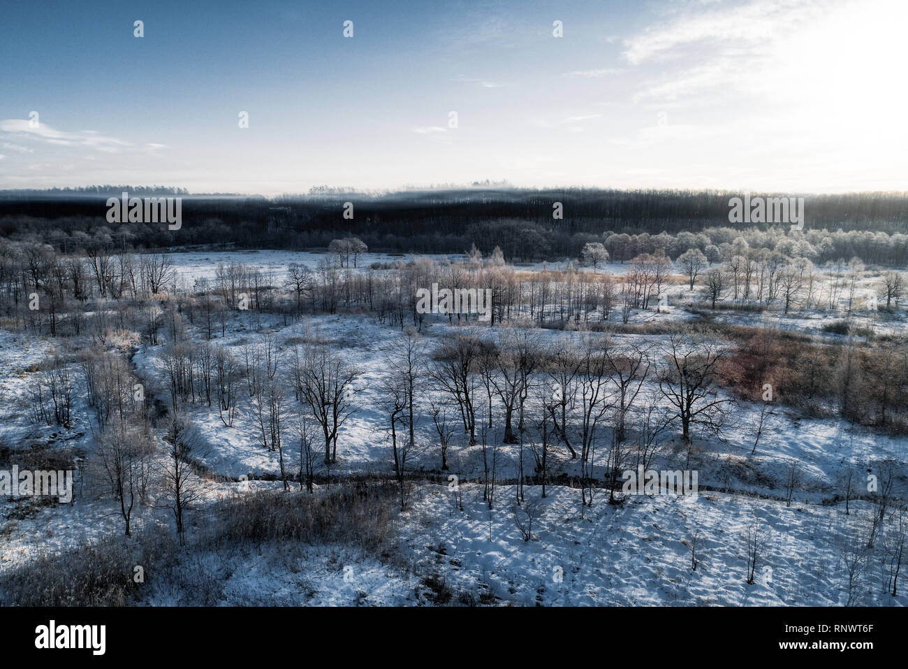 Aerial view in winter Stock Photo - Alamy