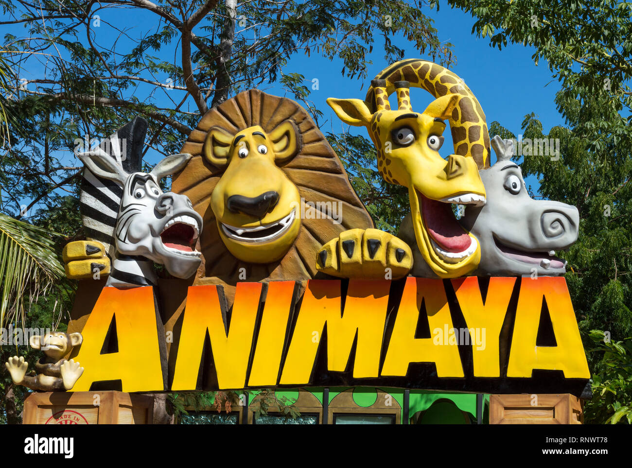Sign from Animaya Zoo in Merida, Yucatan, Mexico Stock Photo - Alamy