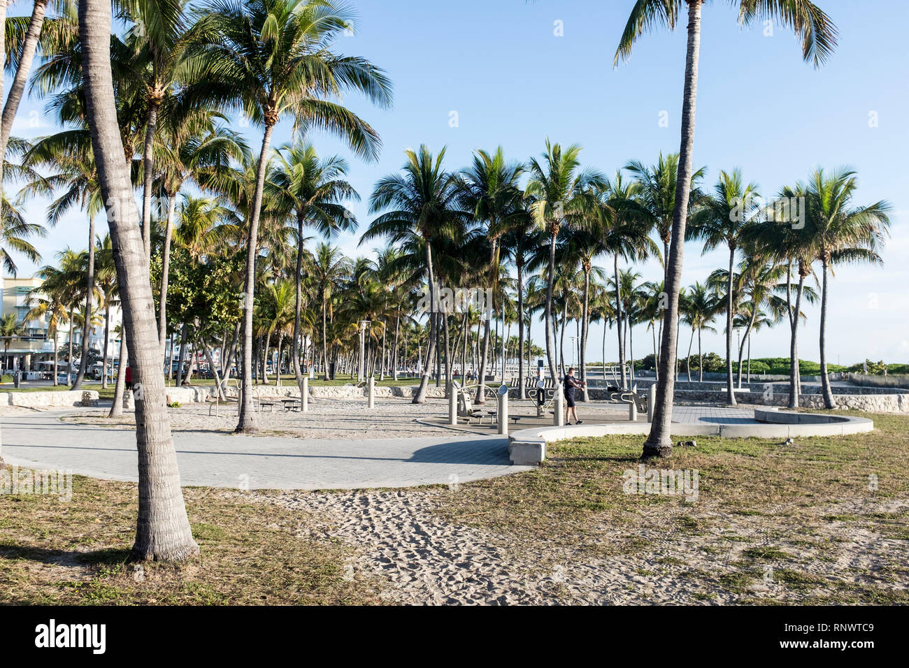 An outdoor work out area along the board walk in Miami Beach, Florida ...