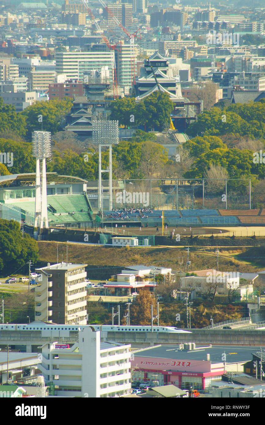 Kyushu Shinkansen (Japanese high-speed railway line) with Kumamoto ...