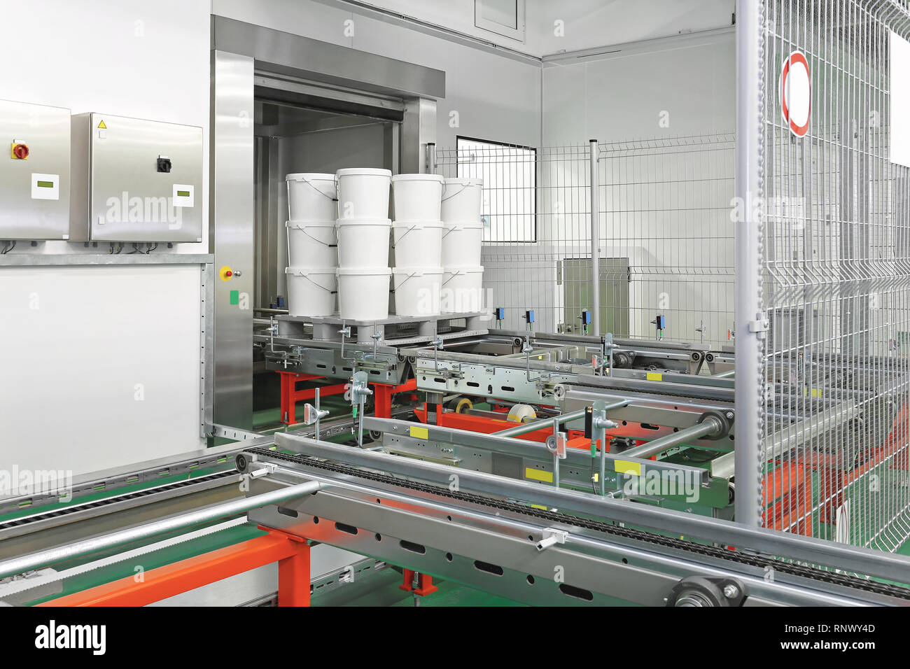 Plastic Barrels at Automated Storage and Retrieval System in Warehouse ...