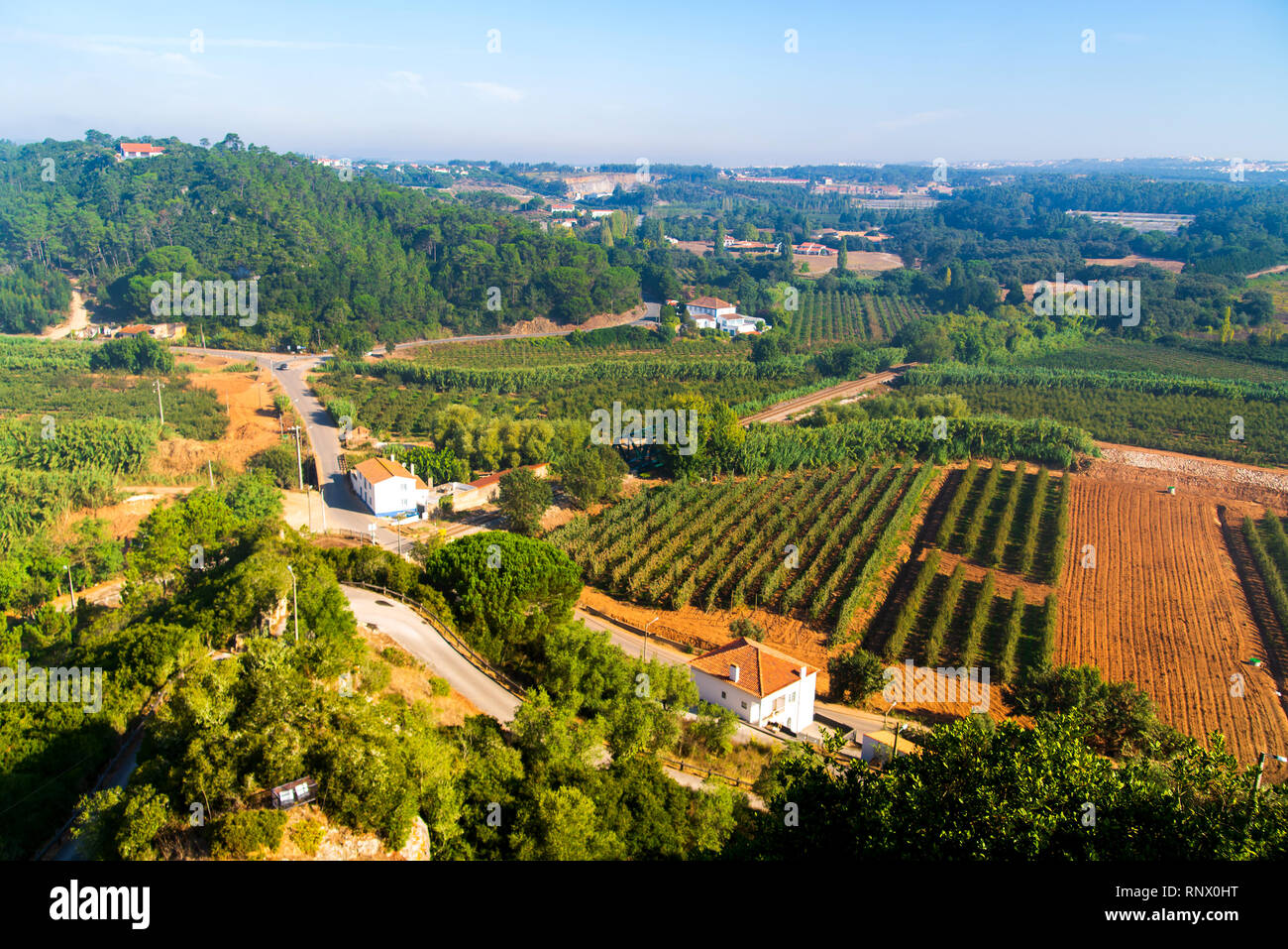 Aerial view of a green rural area in Europe Stock Photo - Alamy