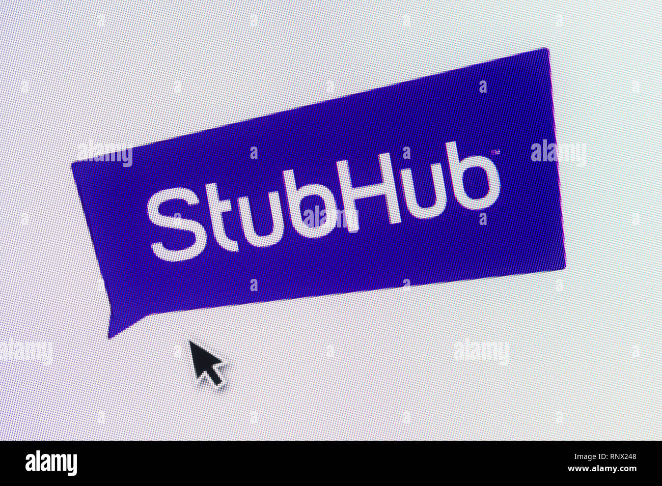 The logo of StubHub is seen on a computer screen along with a mouse ...