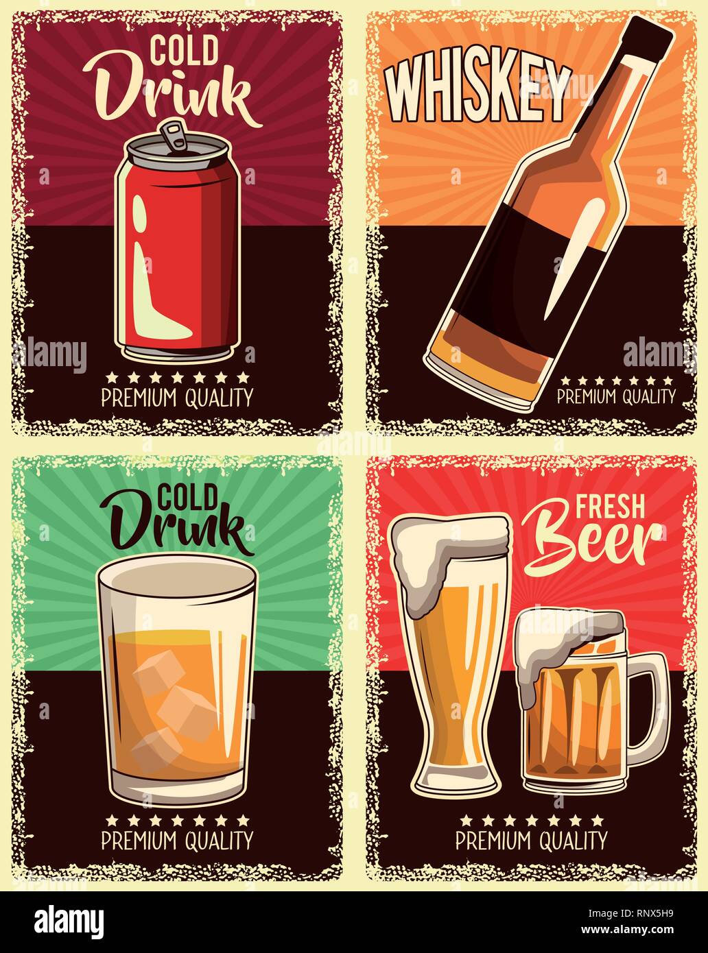 vintage drinks set Stock Vector Image & Art - Alamy