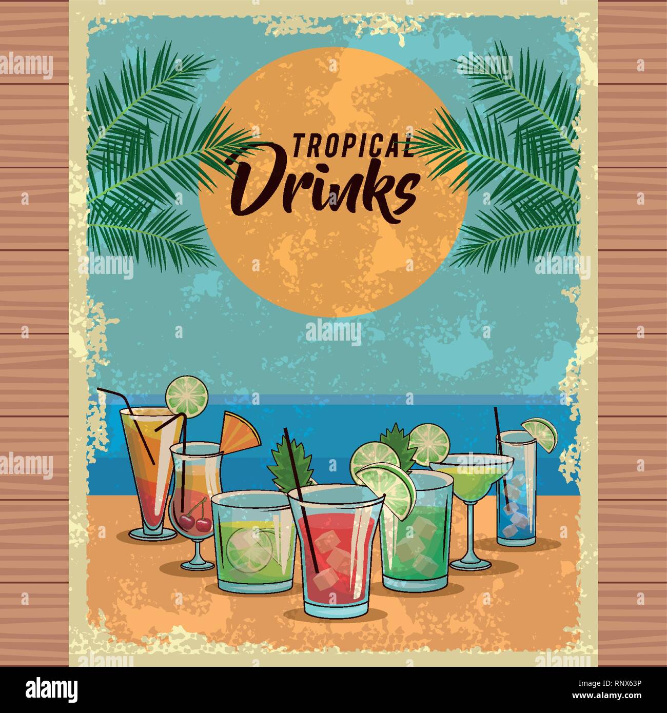 tropical cocktails poster Stock Vector Image & Art - Alamy