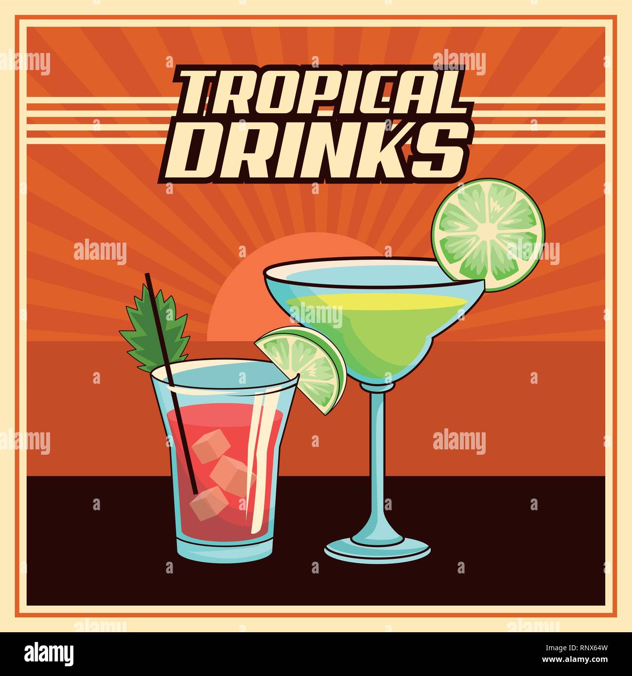 tropical cocktail poster Stock Vector Image & Art - Alamy