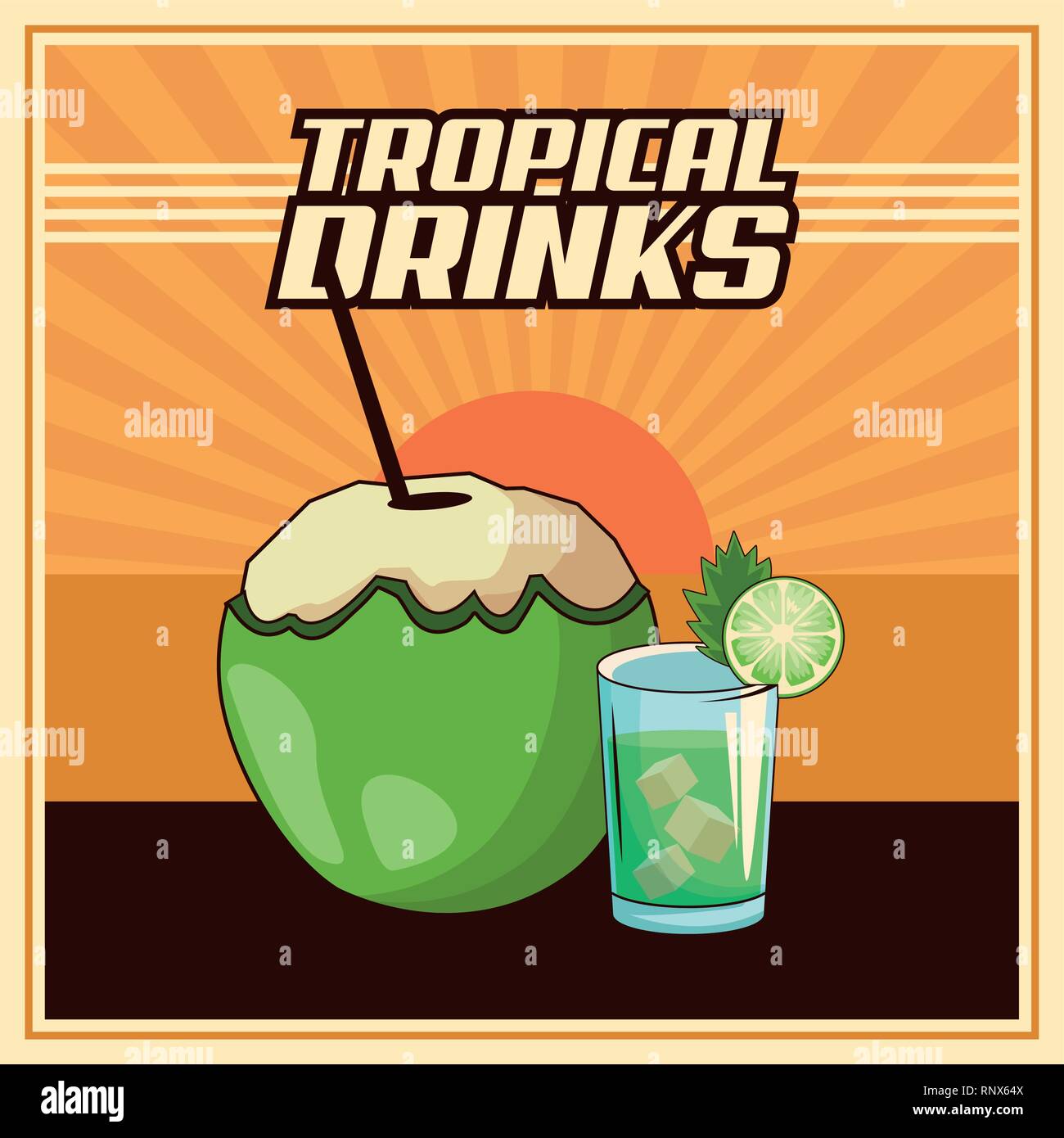 tropical cocktail poster Stock Vector Image & Art - Alamy