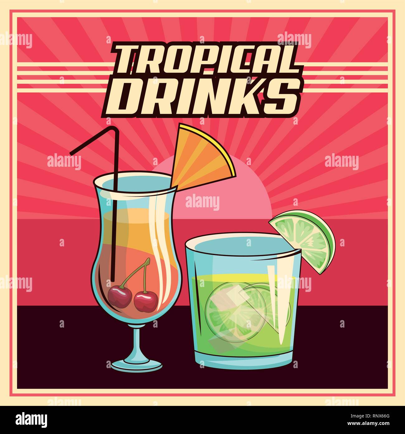 tropical cocktail poster Stock Vector Image & Art - Alamy