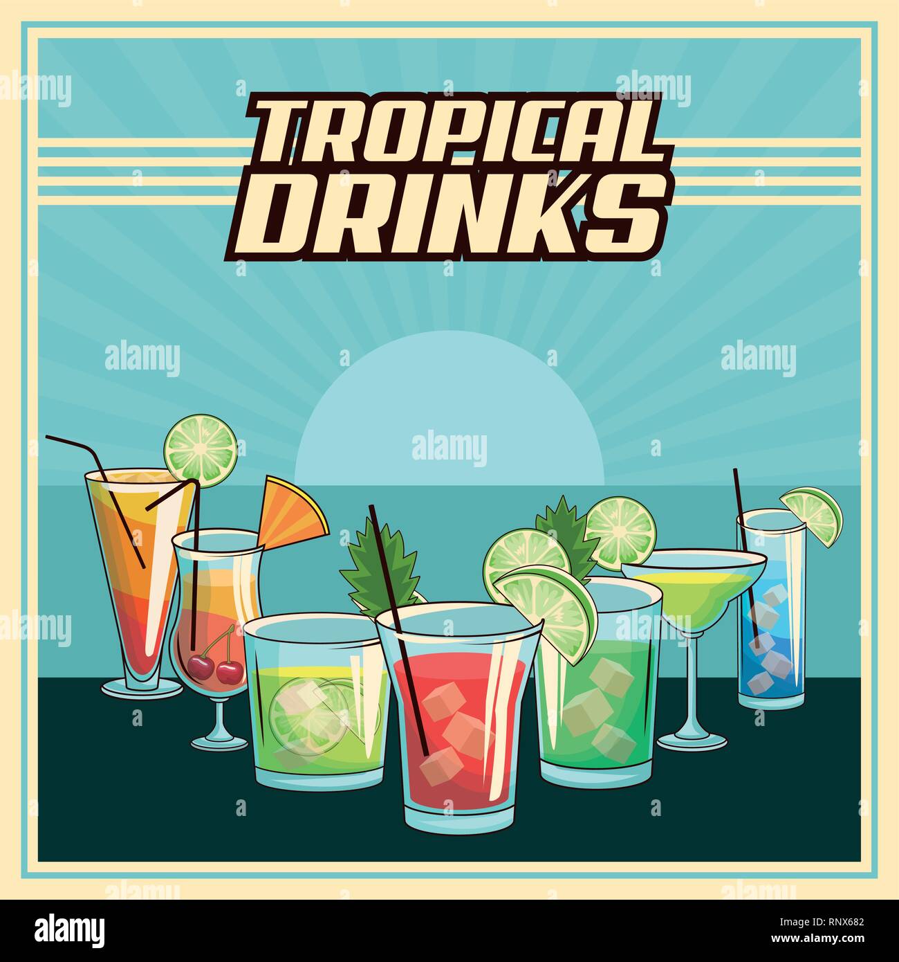 tropical cocktails poster Stock Vector Image & Art - Alamy